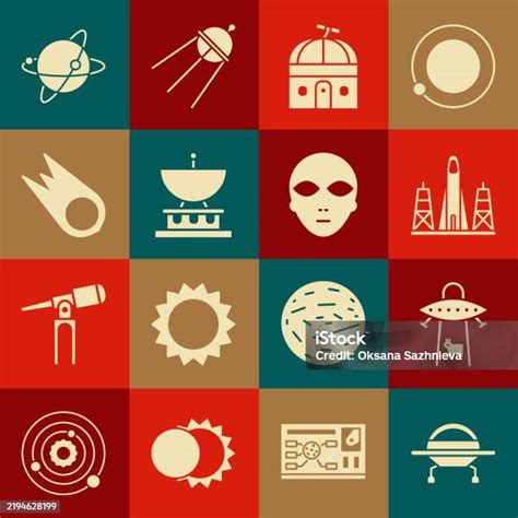 Set Ufo Flying Spaceship Abducts Cow Rocket Launch From The Spaceport Astronomical Observatory