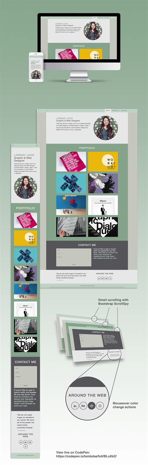 Codepen Responsive Portfolio Website Behance