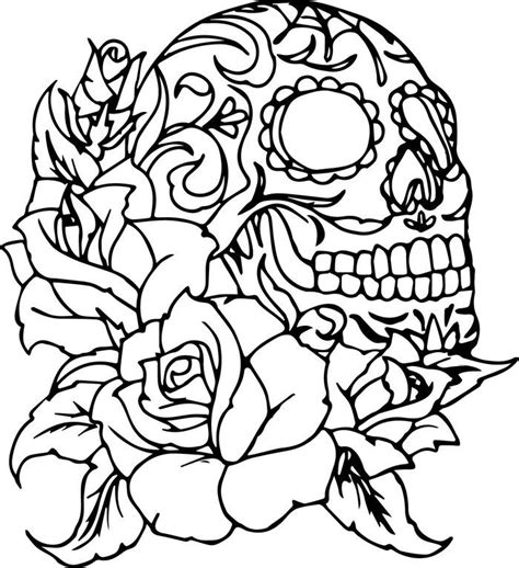 Skull And Rose Coloring Pages