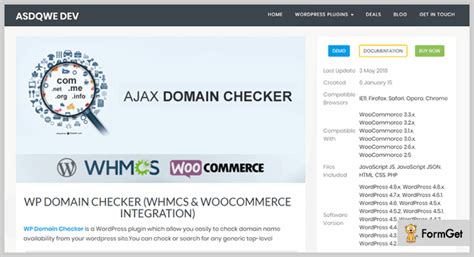 Domain Checker WordPress Plugins FormGet