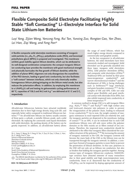 Pdf Lithium Ion Batteries Flexible Composite Solid Electrolyte Facilitating Highly Stable