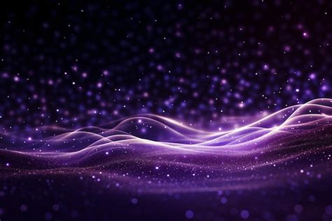 입자 파동 추상 벽지 디지털 보라색 입자 파동과 빛 추상적인 배경 반이는 입자 빛의 배경 미래의 입자 물결의 배경 프리미엄 사진