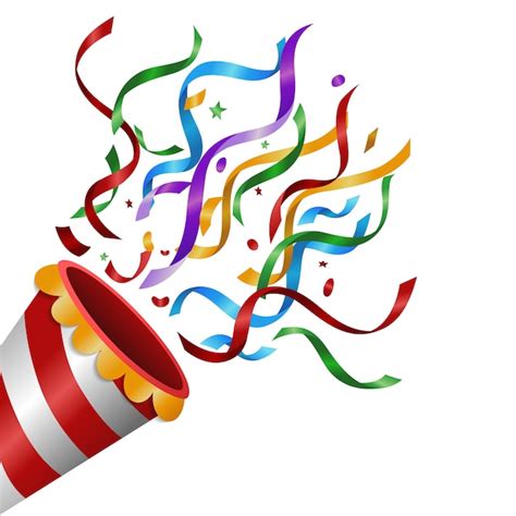 Premium Vector Exploding Popper With Colorful Confetti Isolated