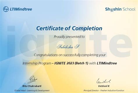 subiksha ramakrishnan on linkedin internship2023 internship training opportunity ignited