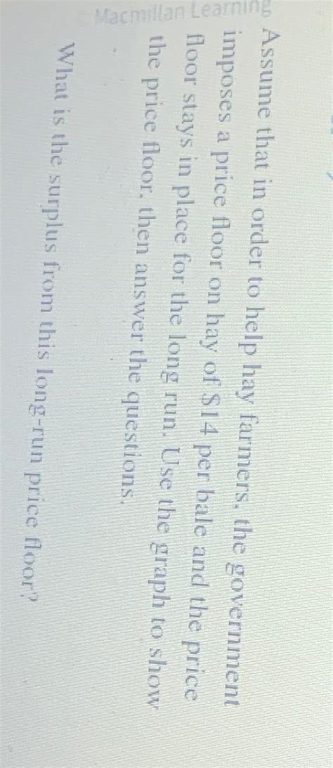 Solved Assume That In Order To Help Hay Farmers The