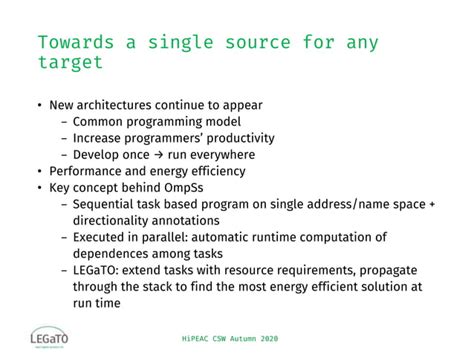 Legato Software Stack Programming Models Ppt