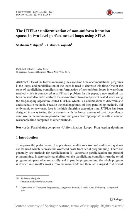 The Utfla Uniformization Of Non Uniform Iteration Spaces In Two Level