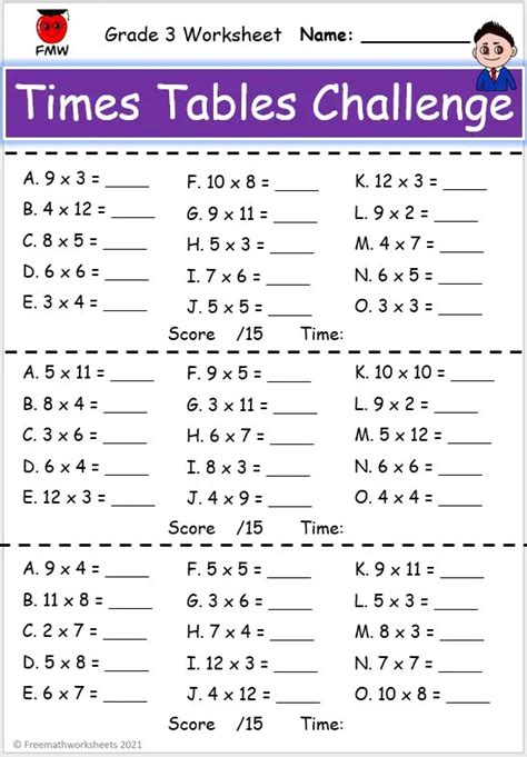 Grade 3 Times Tables Worksheets Free Printables Multiplication