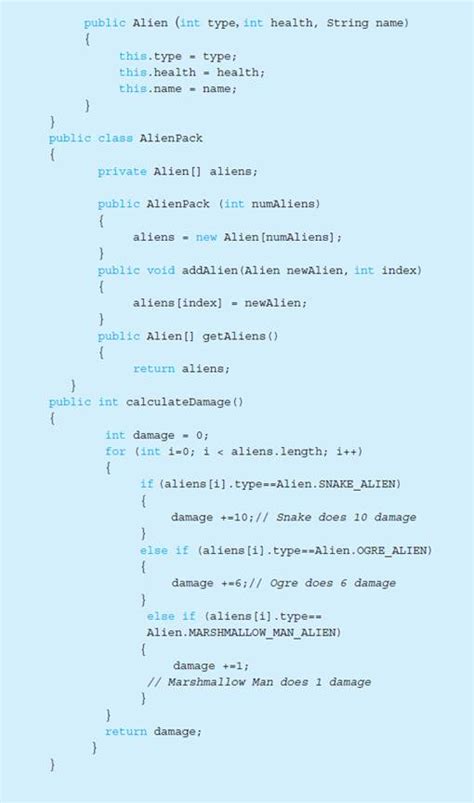 Solved In Programming Project 73 From Chapter 7 The Alien Class