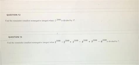 Solved Question 12 Find The Remainder Smallest Nonnegative