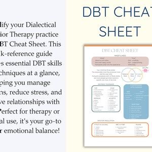 DBT Cheat Sheet Dialectical Behavior Therapy Guide Quick Reference For Skills And Techniques