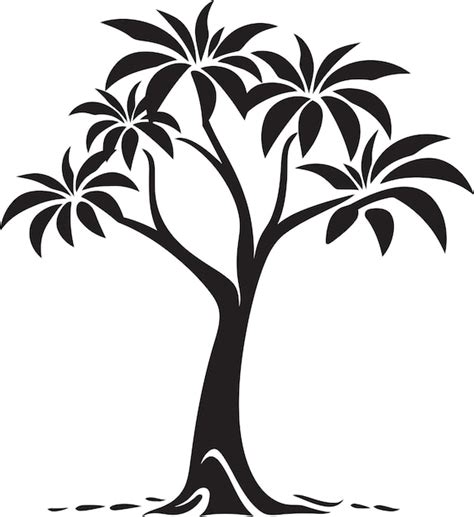 Realistic Vector Art Of A Tropical Tree Featuring Expansive Foliage And Detailed Trunk Texture