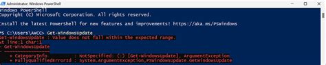 Value Does Not Fall Within Expected Range For Pswindowsupdate