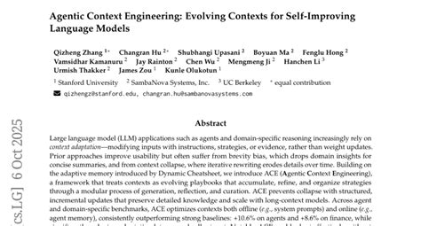 Agentic Context Engineering Evolving Contexts For Self Improving Language Models Ai For