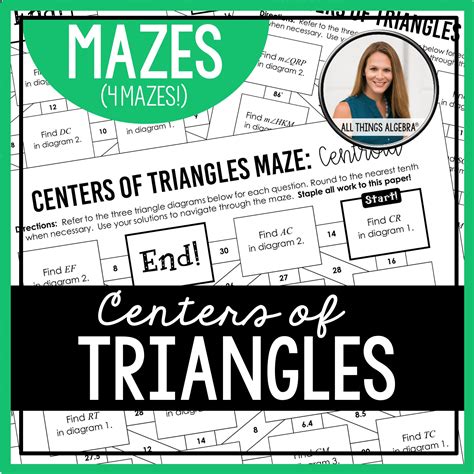 Centers Of Triangles Mazes Circumcenter Incenter And Centroid Worksheets Library
