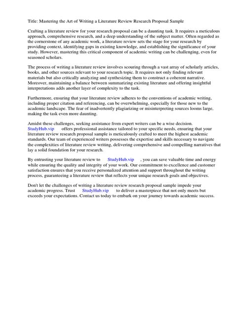 Literature Review Research Proposal Sample Pdf Information Literacy Literature Review