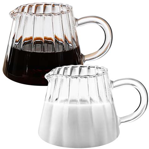8 Pcs Small Glass Pitcher Glass Milk Pitcher Glass Creamer Pitcher