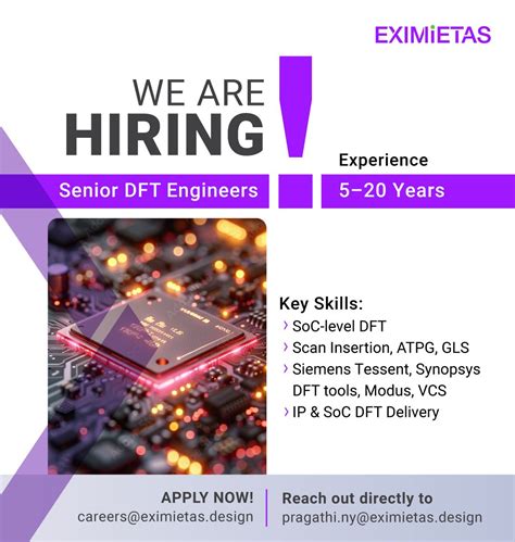 Hiring Dftjobs Vlsi Chipdesign Semiconductorcareers Soc Designfortest Techcareers