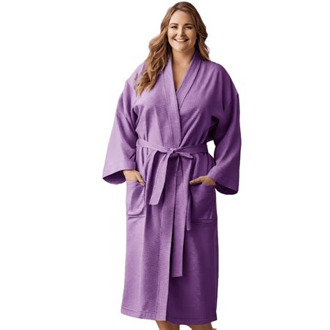 Elegani Robes Plus Size Womens 100 Turkish Cotton Waffle Kimono