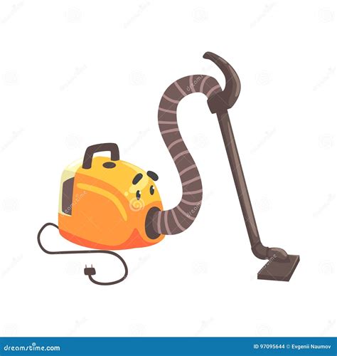Funny Vacuum Cleaner Character With Smiling Face Humanized Home