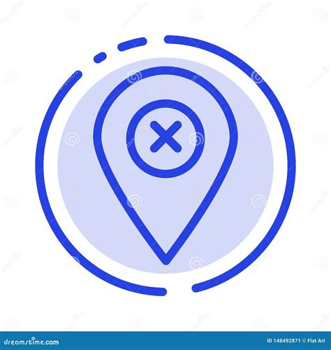 Location Map Navigation Pin Blue Dotted Line Line Icon Stock Vector