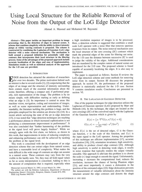 Pdf Using Local Structure For The Reliable Removal Of Noise From The Output Of The Log Edge