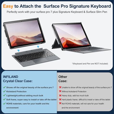 Infiland Surface Pro 7 Plus Case Crystal Clear Multi Angle Shockproof Case Compatible With