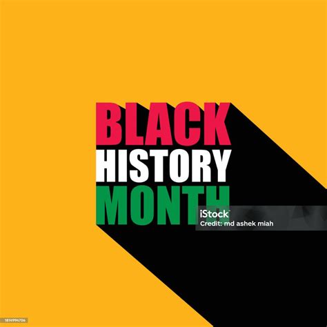 흑인 역사 달 벡터 타이포그래피 그림 와 긴 그림자 와 2월은 전국 흑인 역사의 달입니다 휴일 개념 배경 배너 카드 텍스트 비문이 있는 포스터에 대한 템플릿입니다 Black