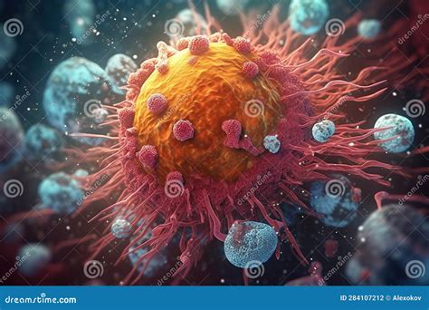 Macrophage Devouring Bacteria In Cinematic 3d Illustration