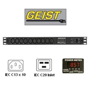 17 Metered Rack Mount PDU 20A 120V Or 208V W 10 X IEC C13 Outlets And C20 Inlet Power