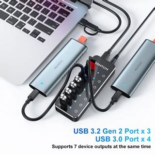 RSHTECH ST C USB C HUB IN Gen Type C Adapter Individual Touch Switches Multiport USB