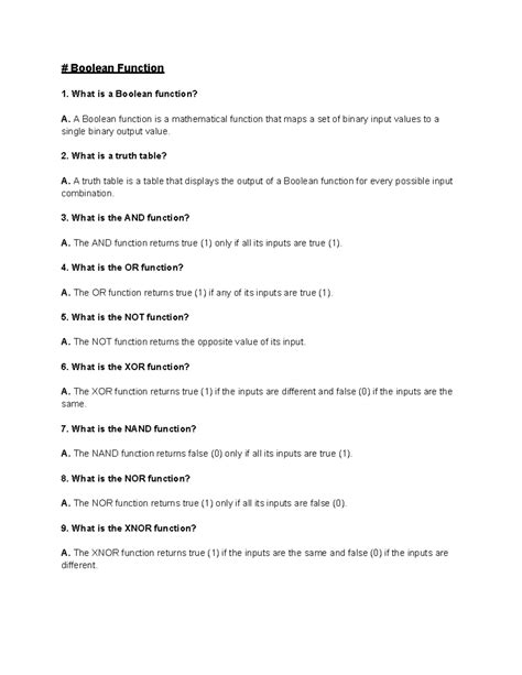 Boolean Function Class Notes Boolean Function What Is A Boolean Function A A Boolean