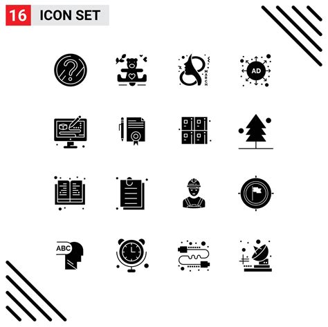 User Interface Pack Of 16 Basic Solid Glyphs Of Process Strategy Ay Marketing Women Editable