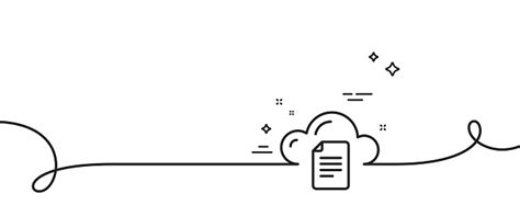 File Data Storage Line Icon Cloud Computing Sign Continuous Line With Curl Vector Stock