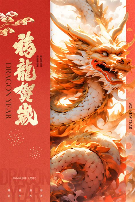 福龙贺岁春节海报 素材CNN