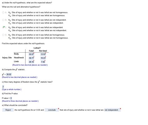 Solved A Under The Null Hypothesis What Are The Expected Chegg Com