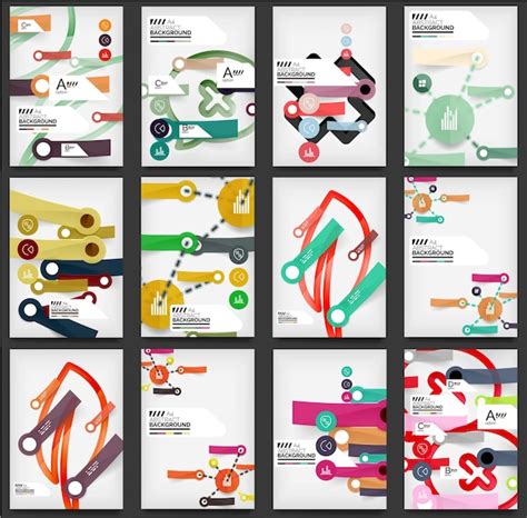 전단지 브로셔 디자인 서식 파일 집합 프리미엄 벡터