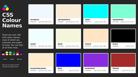 Css Colour Names Chart