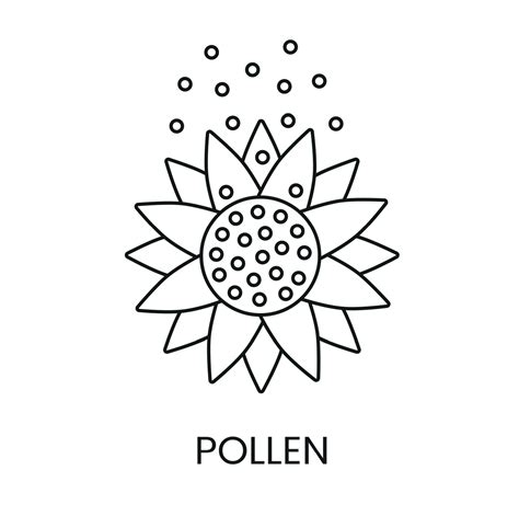 Pollen Flowers Icon Lines In Vector Illustration Of The Plant