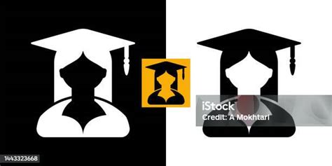 졸업 모자를 쓴 여학생 아이콘 검은색에 대한 스톡 벡터 아트 및 기타 이미지 검은색 교육 노랑 Istock