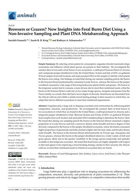 Pdf Browsers Or Grazers New Insights Into Feral Burro Diet Using A