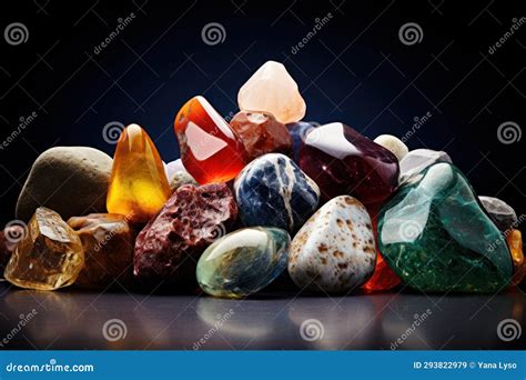 Collection Of Assorted Gemstones In Their Raw Uncut Form Highlighting
