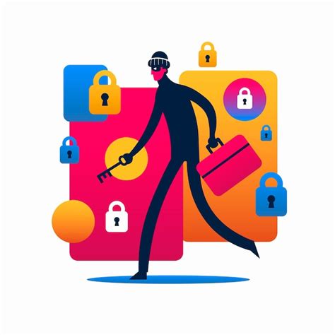 Premium Vector Illustration A Thief Stealing Passwords And Sensitive