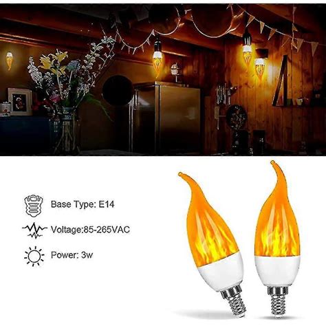 Axh Flame Light Bulb Led 2w E14 Flame Effect Bulbs Dimmable Candle
