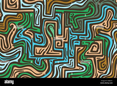 Abstract Pattern Of Colorful Lines Resembling A Topographic Map In Earthy Tones Stock Vector