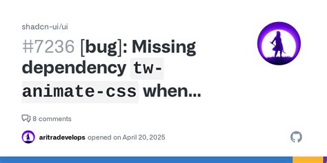Bug Missing Dependency `tw Animate Css` When Initializing New Next