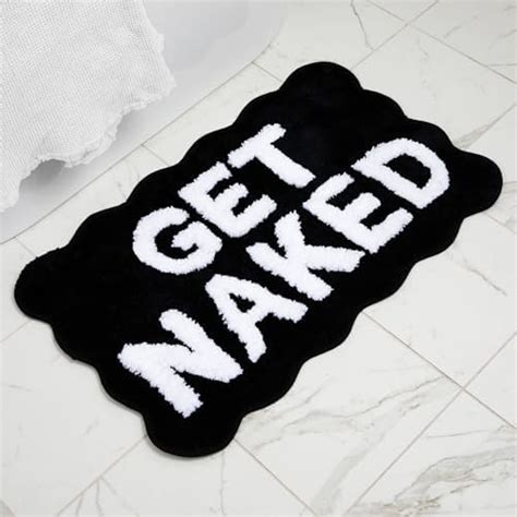 Amazon Get Naked Bath Mat Black White W Unique Scalloped Edge Get Naked Rug Super