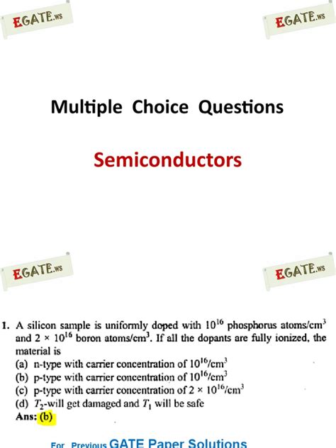 Multiple Choice Questions Semiconductors Pdf
