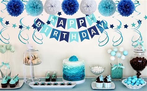 Xourspaty Decoraciones De Cumpleaños Azules Decoraciones