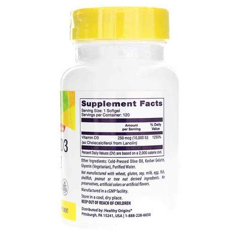 Vitamin D3 10000 Iu 250mcg Healthy Origins Professional Supplement